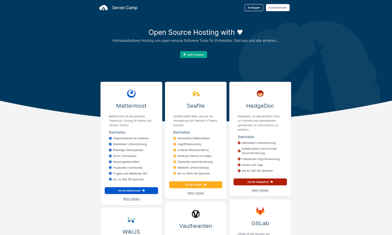 Managed Open Source Hosting made in Germany by server.camp
